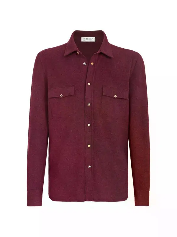 Brunello Cucinelli Virgin Wool, Cashmere And Silk Knit Shirt - Red
