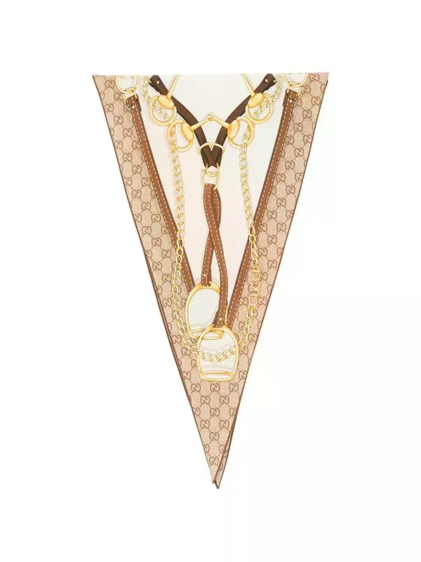 Gucci Gg Supreme Horsebit Scarf - Neutrals
