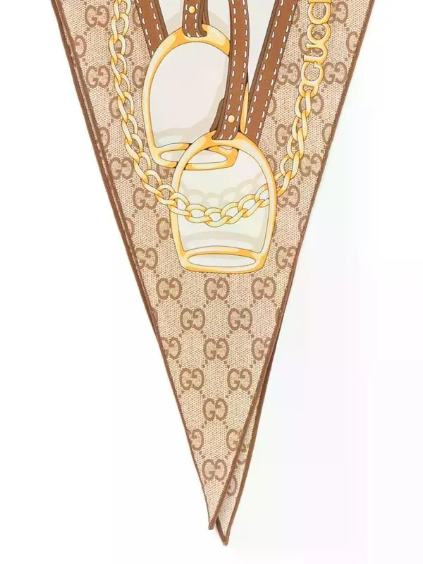 Gucci Gg Supreme Horsebit Scarf - Neutrals