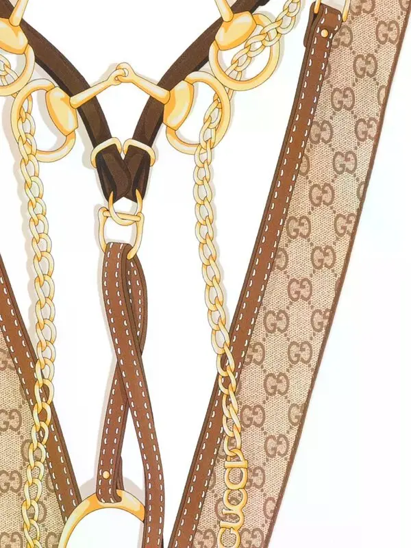 Gucci Gg Supreme Horsebit Scarf - Neutrals