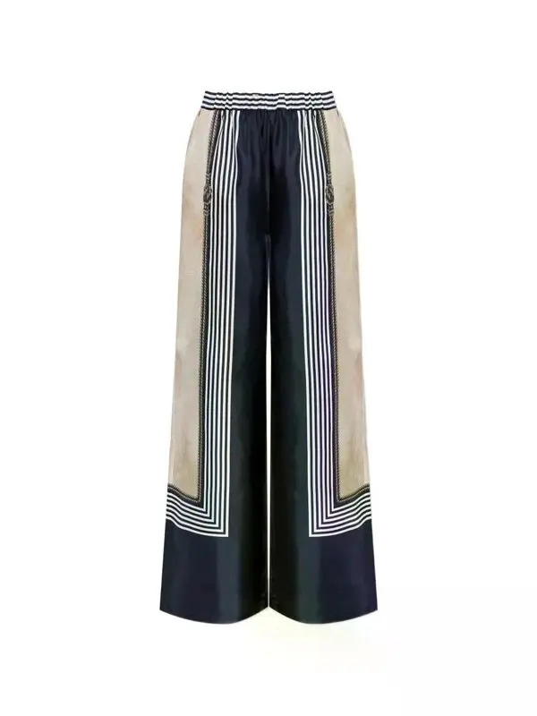 Max Mara Striped Silk Palazzo Pants