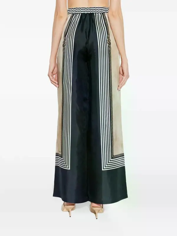 Max Mara Striped Silk Palazzo Pants