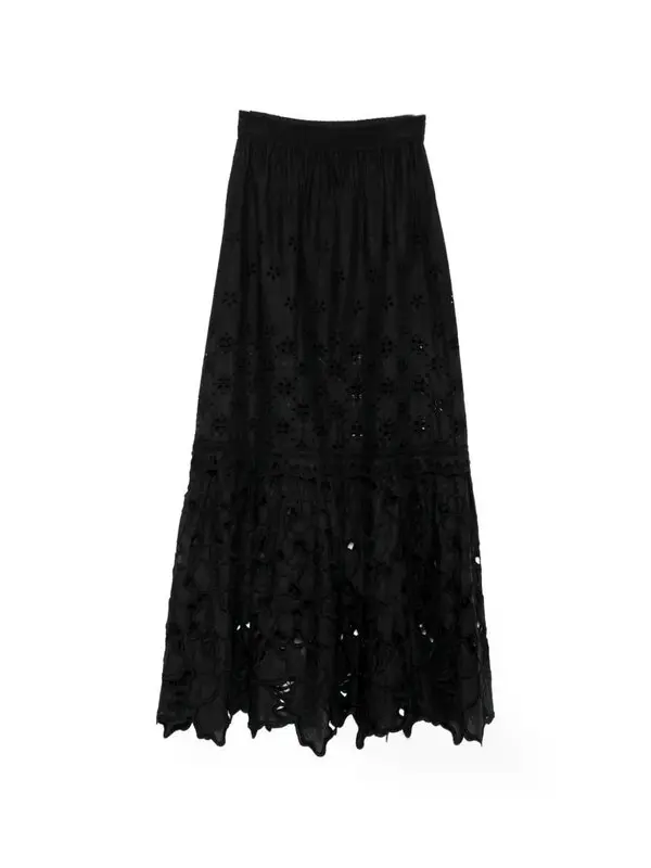 Ermanno Scervino Broderie Anglaise Maxi Skirt - Black