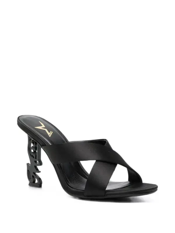 MARC ELLIS Cross-strap Sculpted-heel Sandals - Black