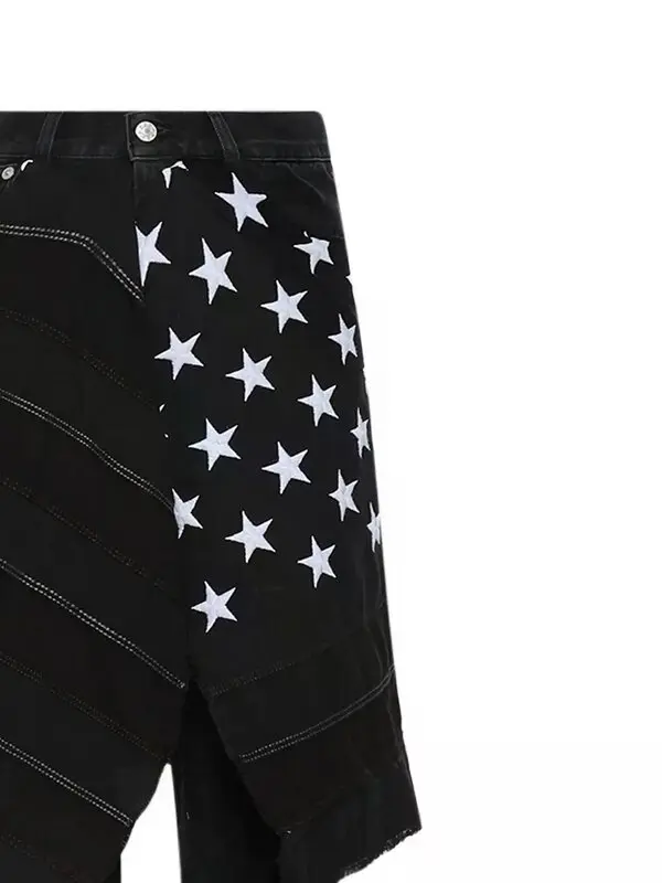 MARKING DISTANCE Star Print Jeans - Black