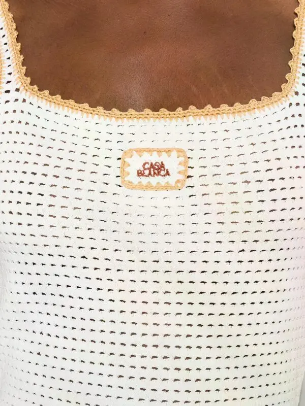 Casablanca Crochet Knit Logo Patch Mini Dress