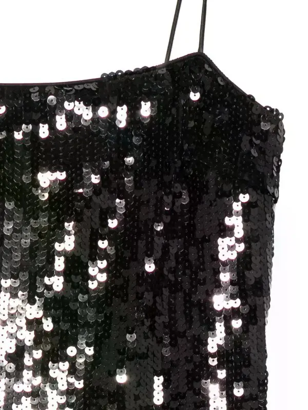 ROTATE BY BIRGER CHRISTENSEN Square Neck Sequin Midi Dress - Black