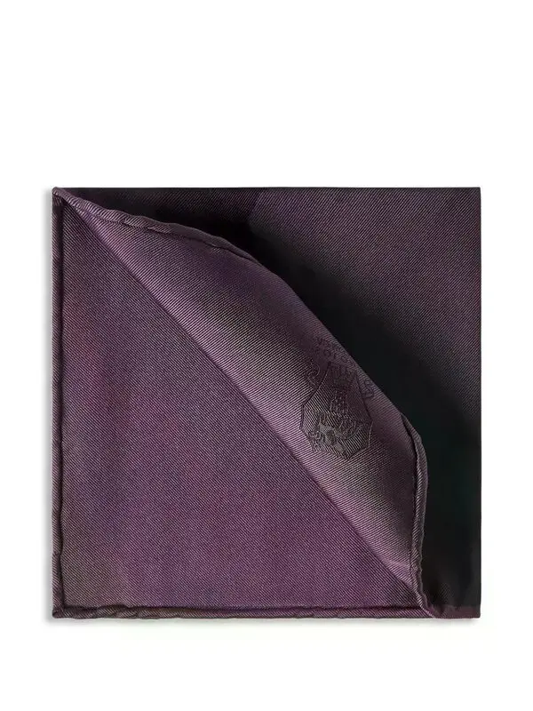Brunello Cucinelli Silk Pocket Square With Printed Logo - Purple