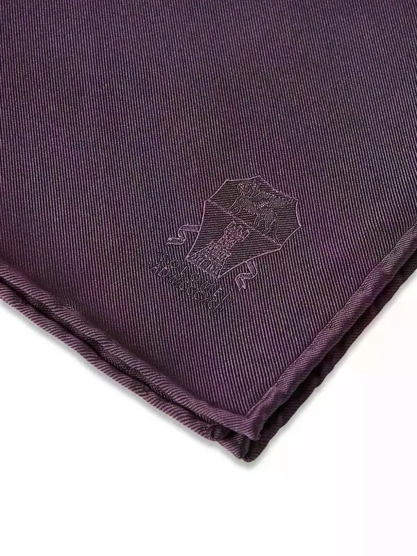 Brunello Cucinelli Silk Pocket Square With Printed Logo