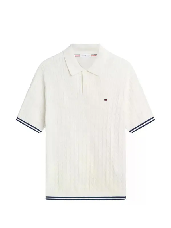 Tommy Hilfiger Cable-knit Polo Sweater - White