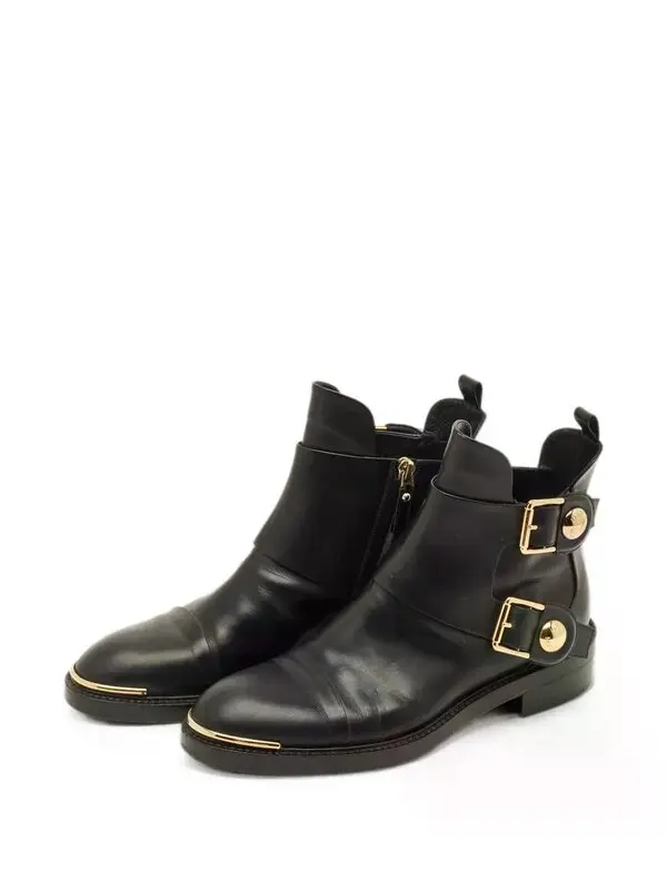 LOUIS VUITTON Buckled Leather Ankle Boots