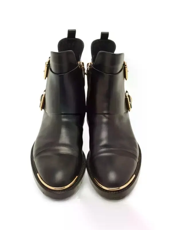 LOUIS VUITTON Buckled Leather Ankle Boots