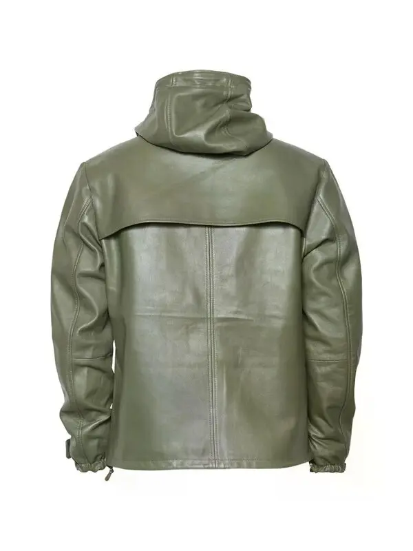 LES HOMMES URBAN Hooded Leather Jacket - Green