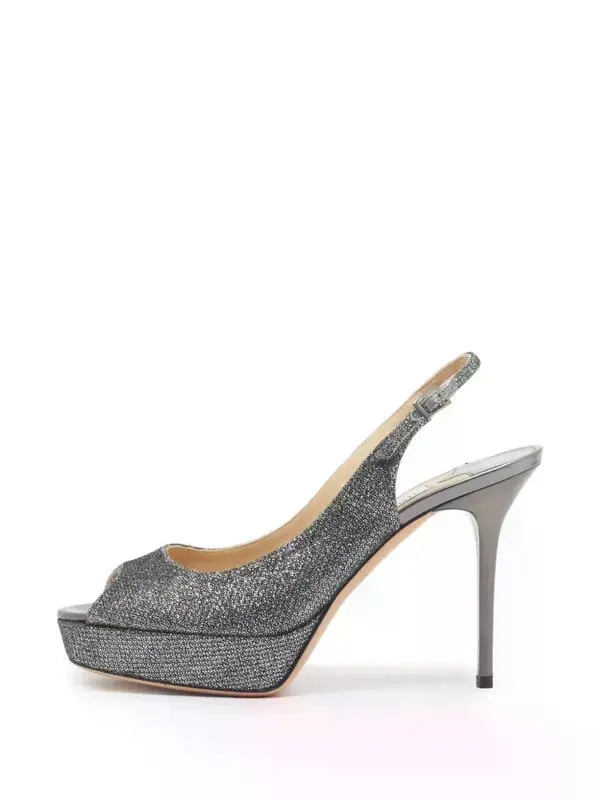 JIMMY CHOO Nova Peep-toe Slingback Heels - Silver