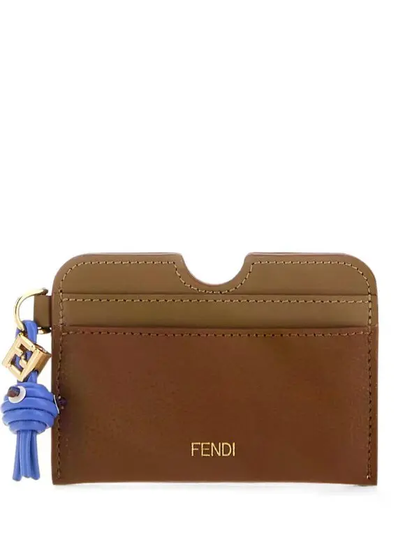Fendi Ff Diamonds Leather Card Holder - Brown