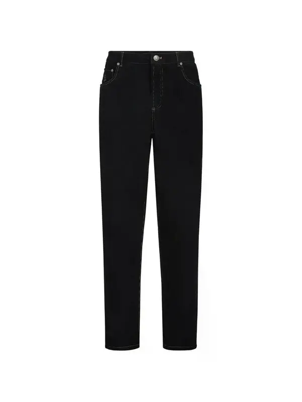 Brunello Cucinelli Garment-dyed Cotton Corduroy Five-pocket Trousers - Black