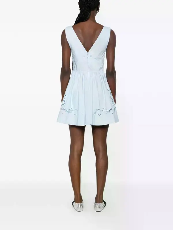 SELF-PORTRAIT Broderie Anglaise V-neck Mini Dress
