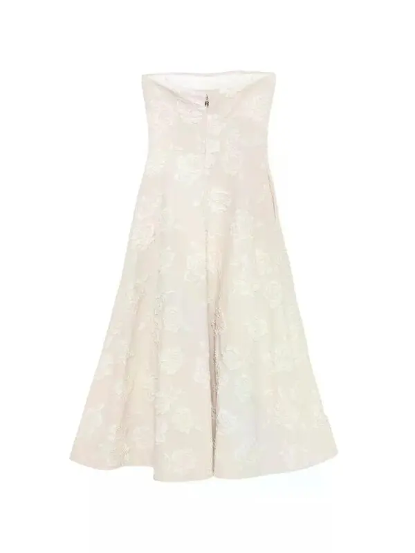 ROTATE BY BIRGER CHRISTENSEN Strapless Floral Jacquard Midi Dress