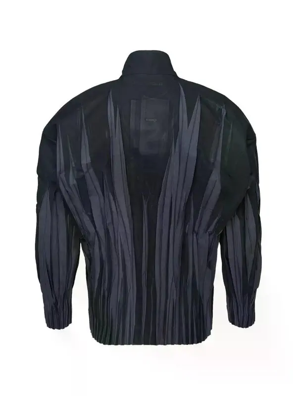 Issey Miyake S Pleated High-neck Jacket - Black