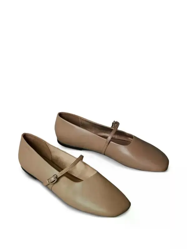 Calvin Klein Buckle-strap Leather Ballet Flats