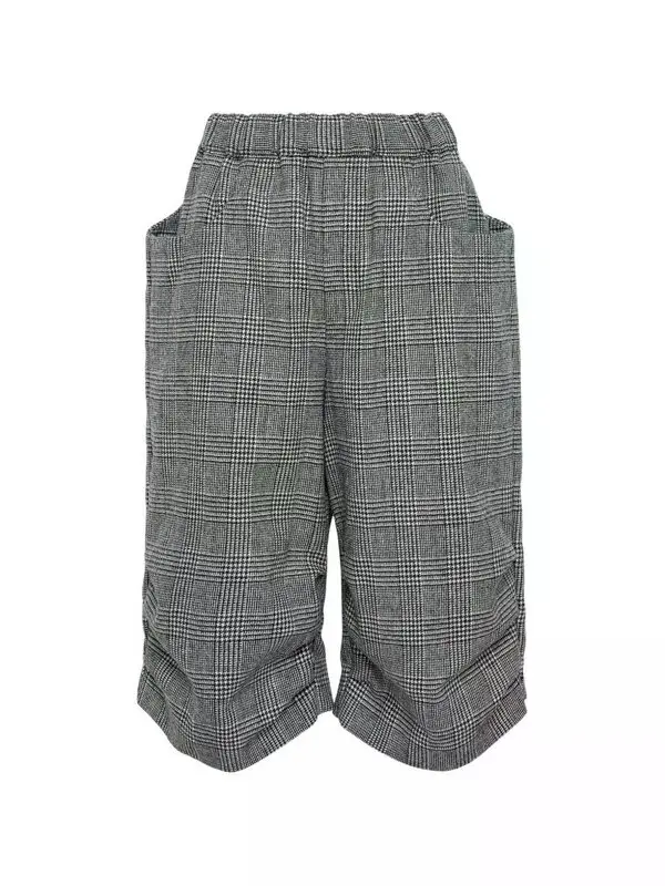 Comme Des Garçons Ruched Prince Of Wales Check Trousers - Black