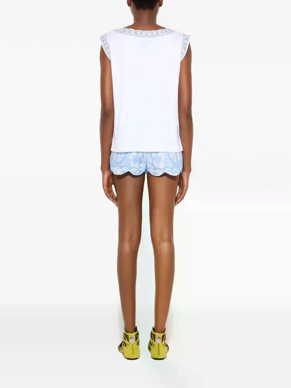 Emilio Pucci Sleeveless Cotton T-shirt With Metallic Embellishments