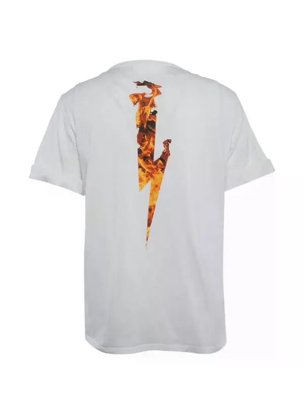 Neil Barrett Flame Thunderbolt Rolled-sleeve T-shirt
