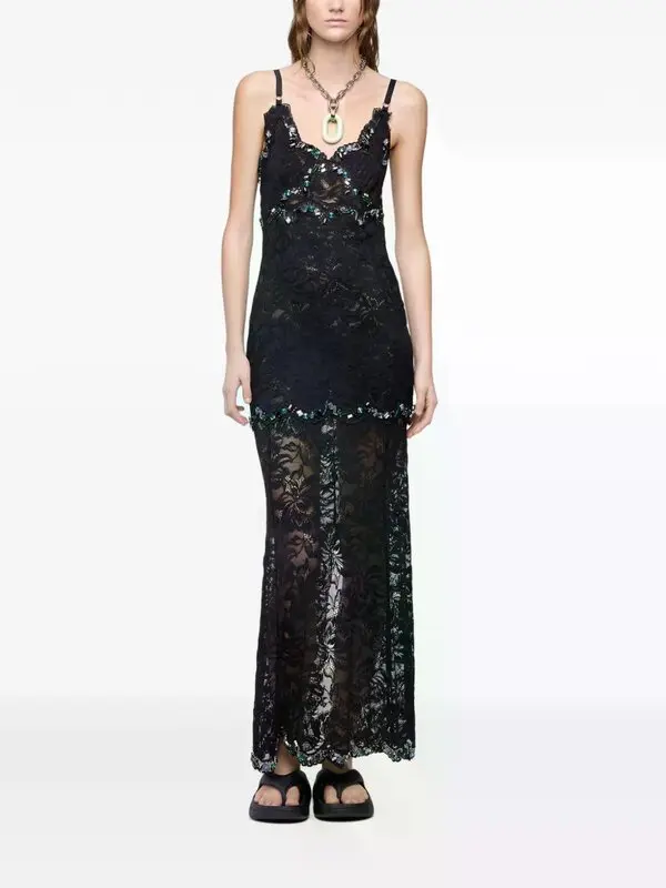 Rabanne Lace Sequin-embellished Dress - Black