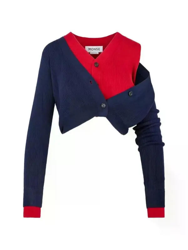 Monse Layered-effect Ribbed-knit Cardigan - Blue