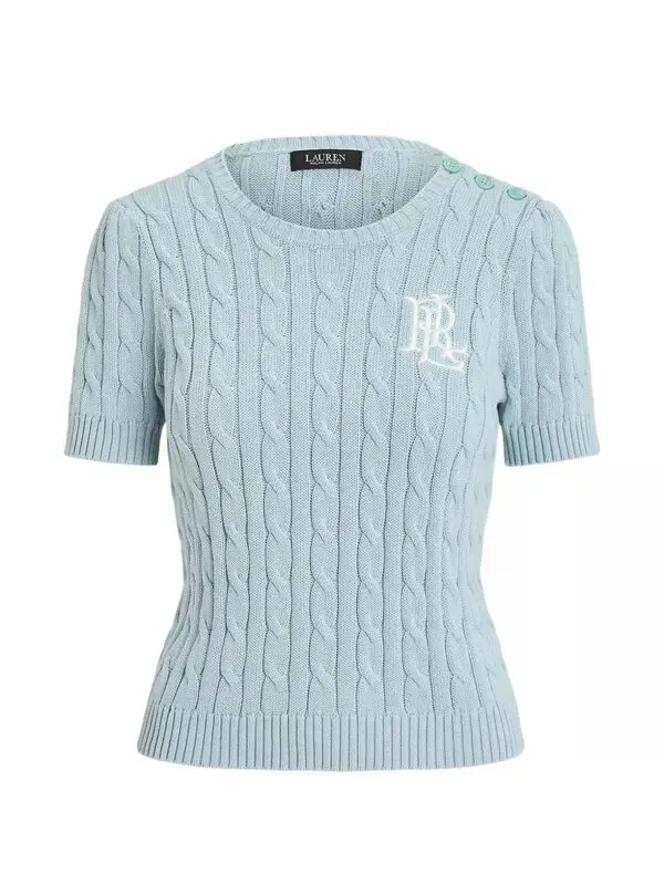Ralph Lauren Cable Knit Short Sleeve Sweater - Blue