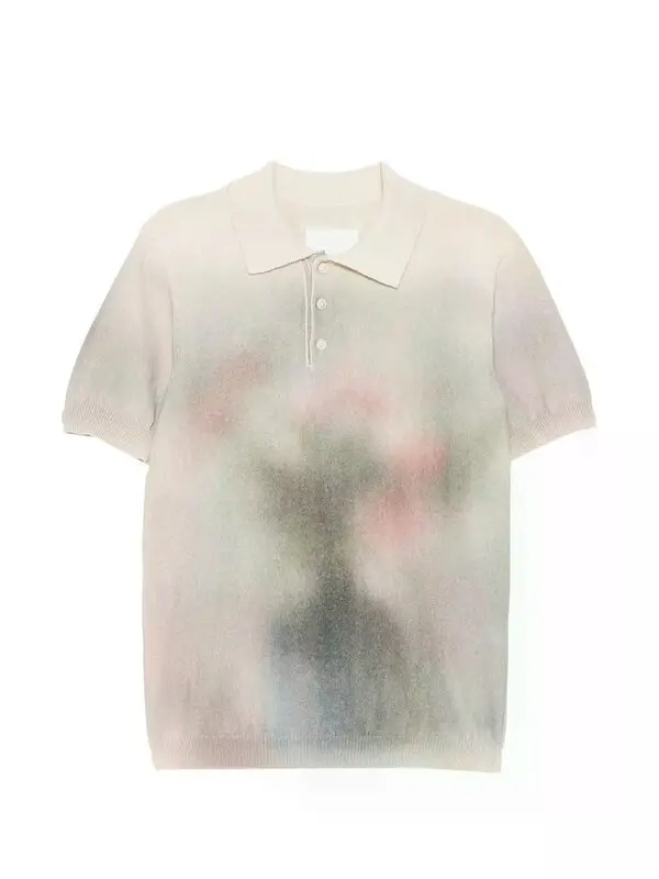 MAISON MARGIELA Spray-effect Knitted Polo Shirt - Neutrals