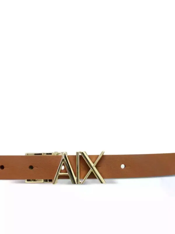 Armani Exchange Logo Plaque Leather Belt
