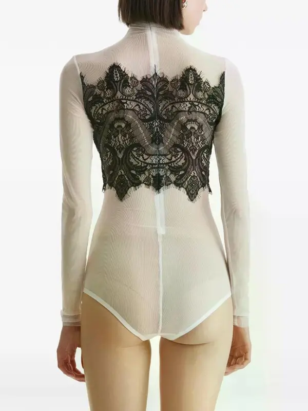 2310 STUDIO Sheer Lace-panelled Bodysuit