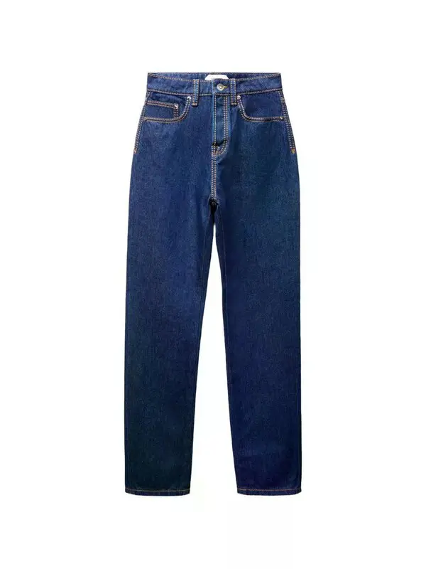 Versace High-waist Straight Jeans With Medusa Hardware - Blue