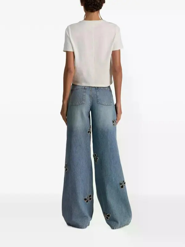 Alice + Olivia Embellished Cut-out Jeans