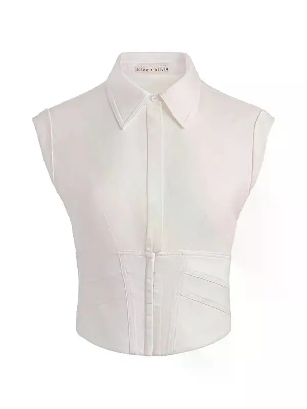 Alice + Olivia Kim Paneled Corset Top - White
