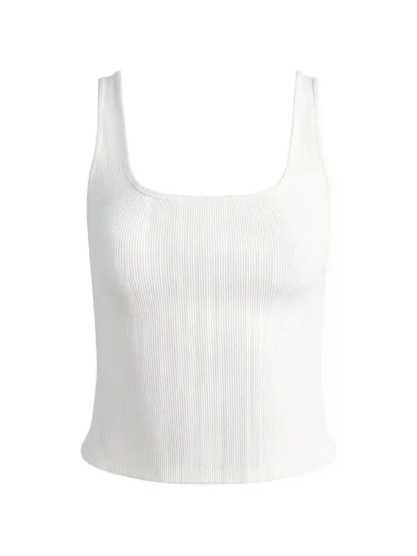 Alice + Olivia Daryn Ribbed Knit Top - White