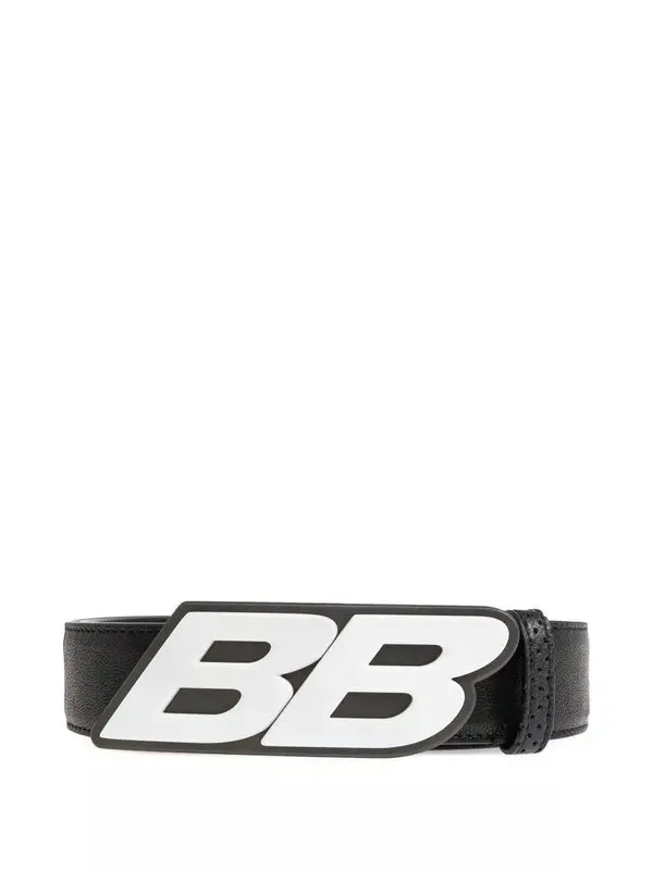 Balenciaga Bb Logo Plaque Belt - Black