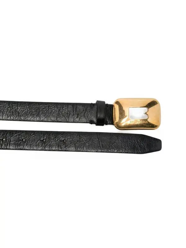 Balenciaga Logo-engraved Crinkled Leather Belt