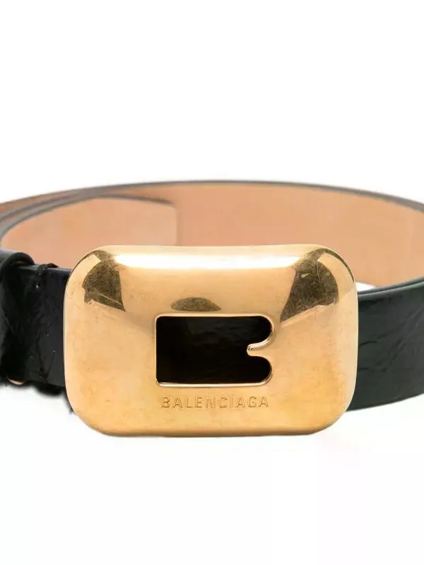 Balenciaga Logo-engraved Crinkled Leather Belt