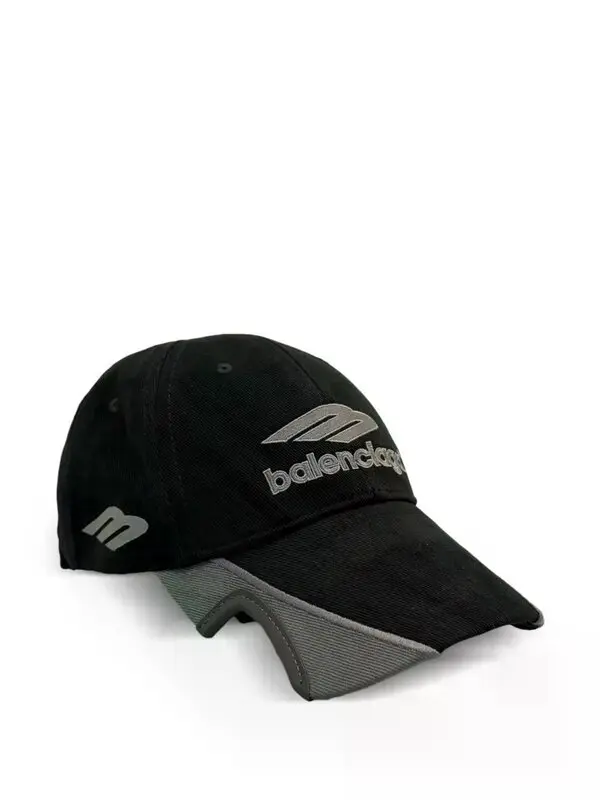 Balenciaga Logo Embroidered Cap - Black