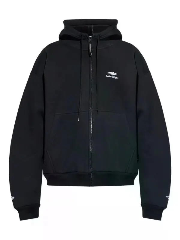 Balenciaga Logo Detail Hoodie - Black