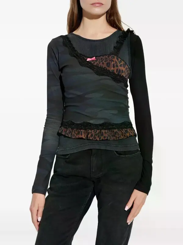 Balenciaga Panelled Camouflage Lace Trim Top