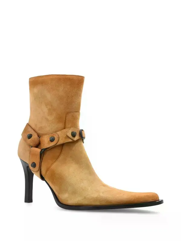 Balenciaga City Buckle-strap Leather Boots - Neutrals