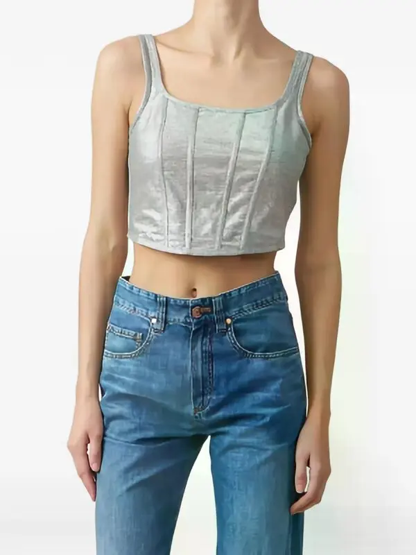 Brunello Cucinelli Metallic Corset Style Crop Top