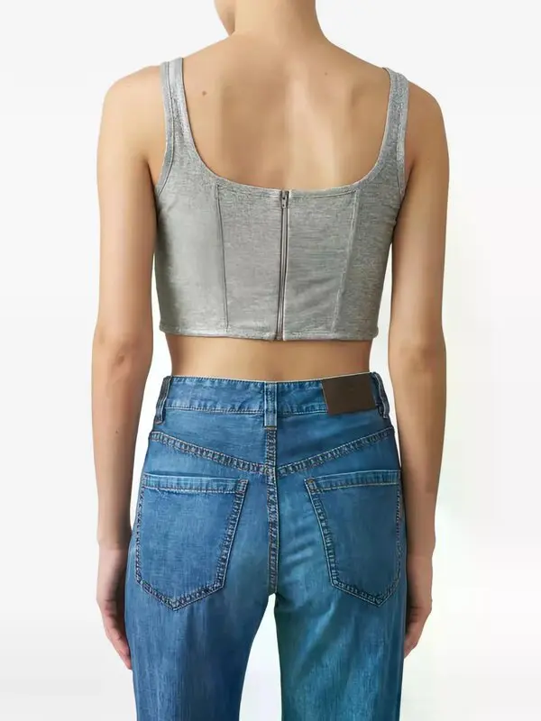 Brunello Cucinelli Metallic Corset Style Crop Top