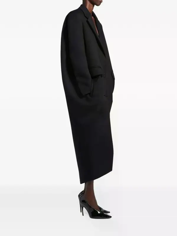Balenciaga Single-breasted Wool Coat - Black