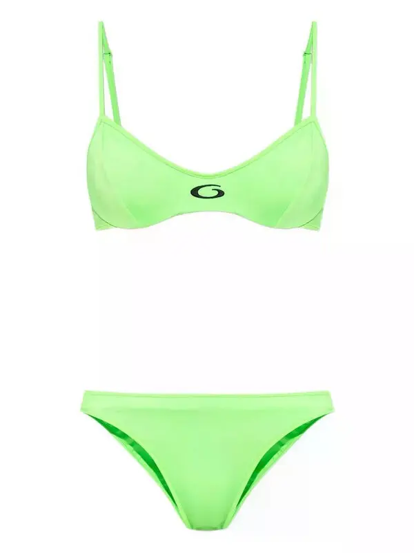 Balenciaga Logo Embroidered Bikini - Green