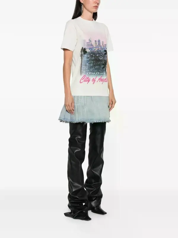 Balenciaga Graphic Print Pleated Denim Dress