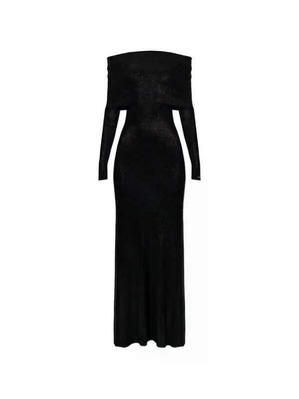 Balenciaga Off-shoulder Long Sleeve Dress - Black